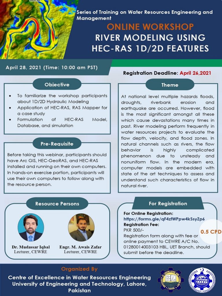 Online Workshop on River Modeling using HEC-RAS 1D, 2D Features – CEWRE